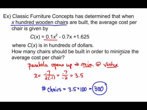 Quadratic Application 3 minimize cost - YouTube