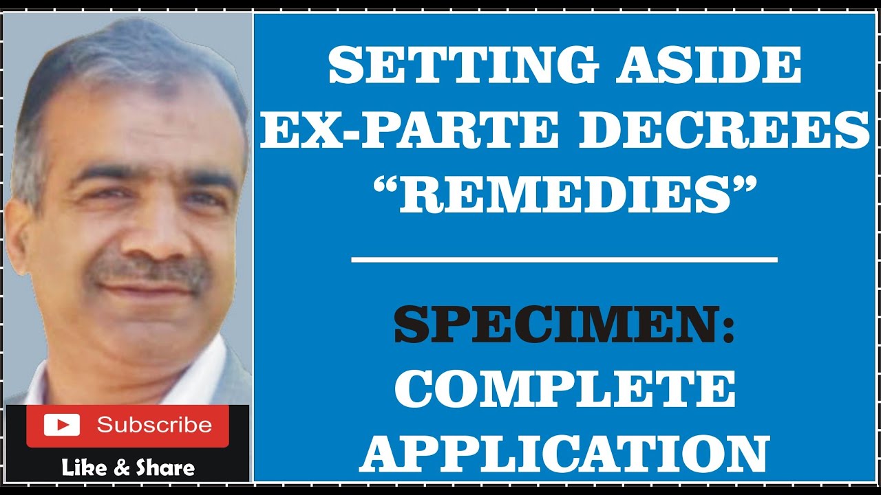 Application against ex-parte decree & judgment I Format I draft - YouTube