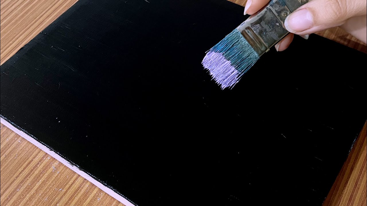 Stunning Winter scenery on black canvas | Acrylic painting techniques ...