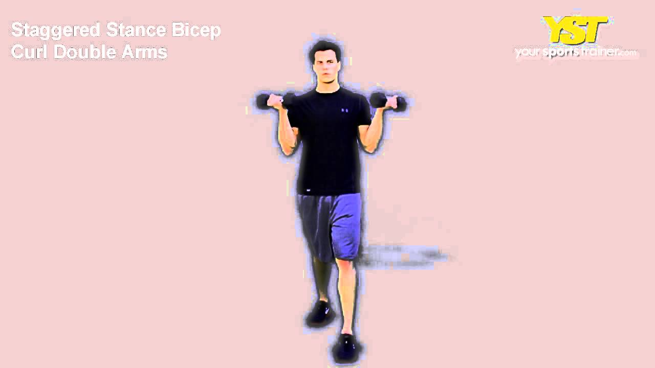 Staggered Stance Bicep Curls 2 Arms - YouTube