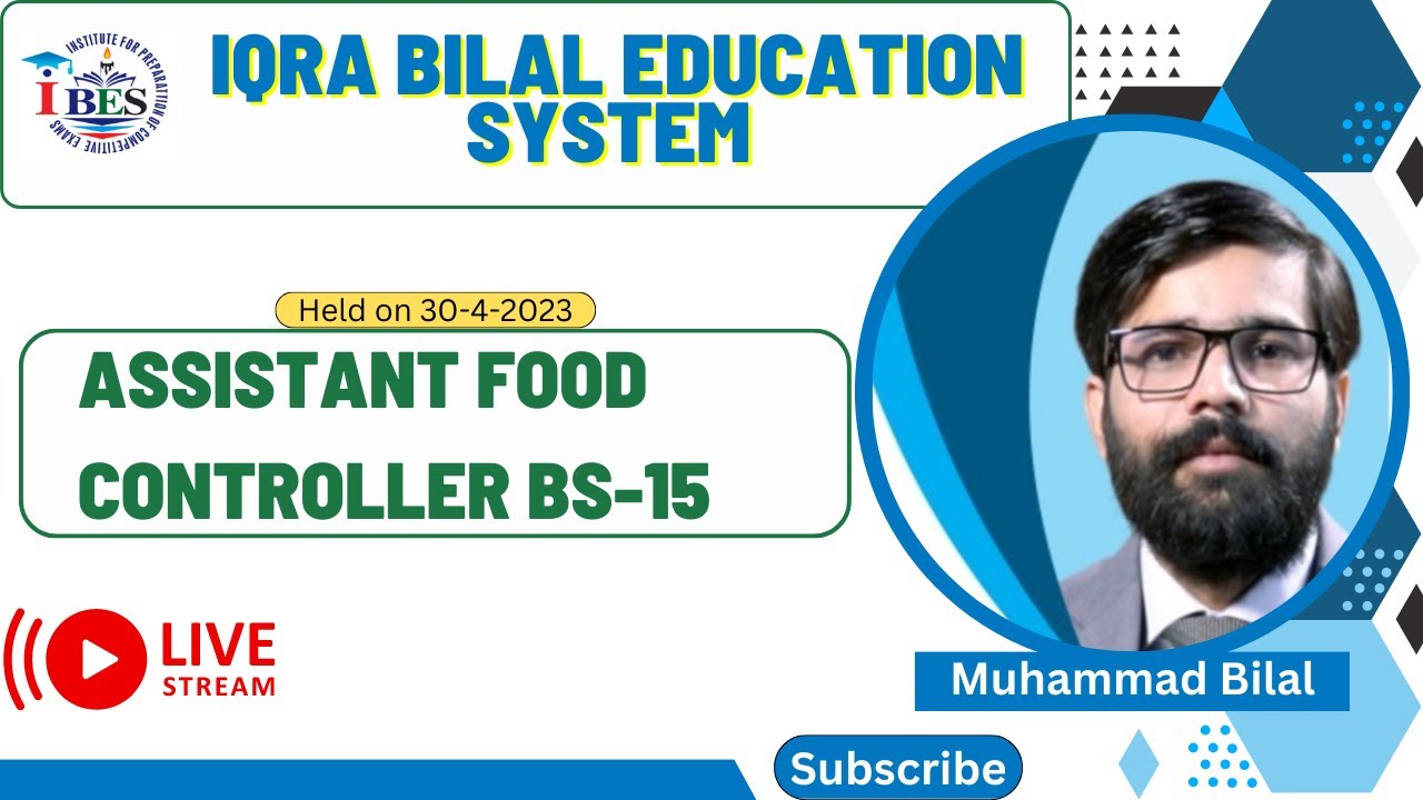 Assistant Food Controller BS-15 | Held on 30-04-2023 | IBES - YouTube