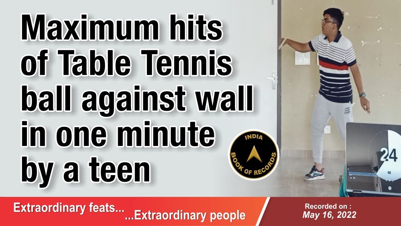 Maximum hits of Table Tennis ball against wall in one minute by a teen ...