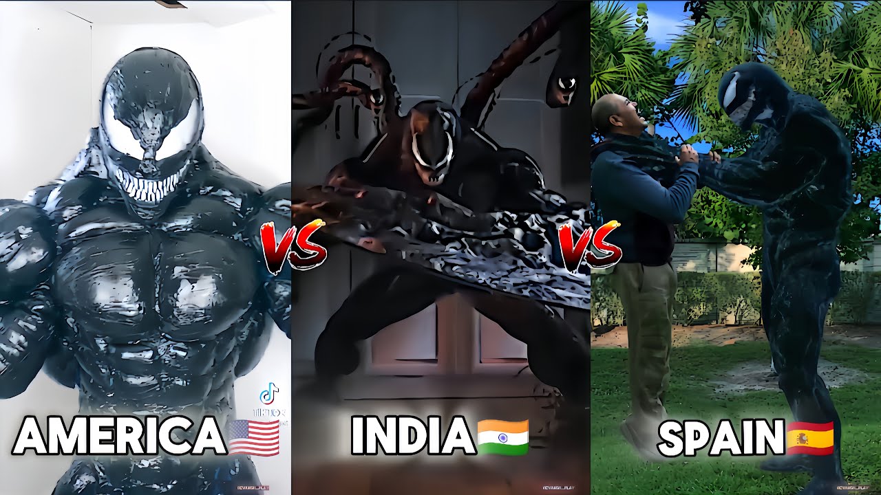 Venom Live Action- America 🇺🇸 Vs India 🇮🇳 Vs Spain 🇪🇸 | Venom Cosplay ...