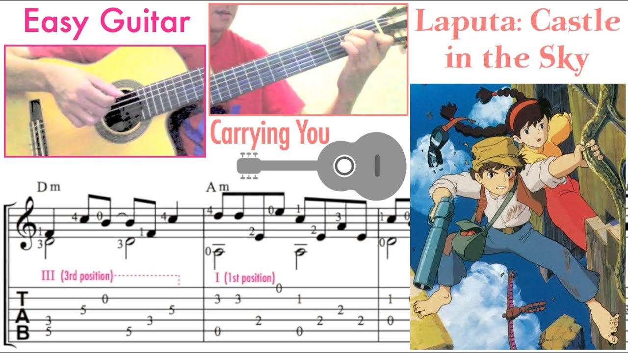 Carrying You / Laputa: Castle in the Sky (Easy Guitar) [Notation + TAB] - YouTube