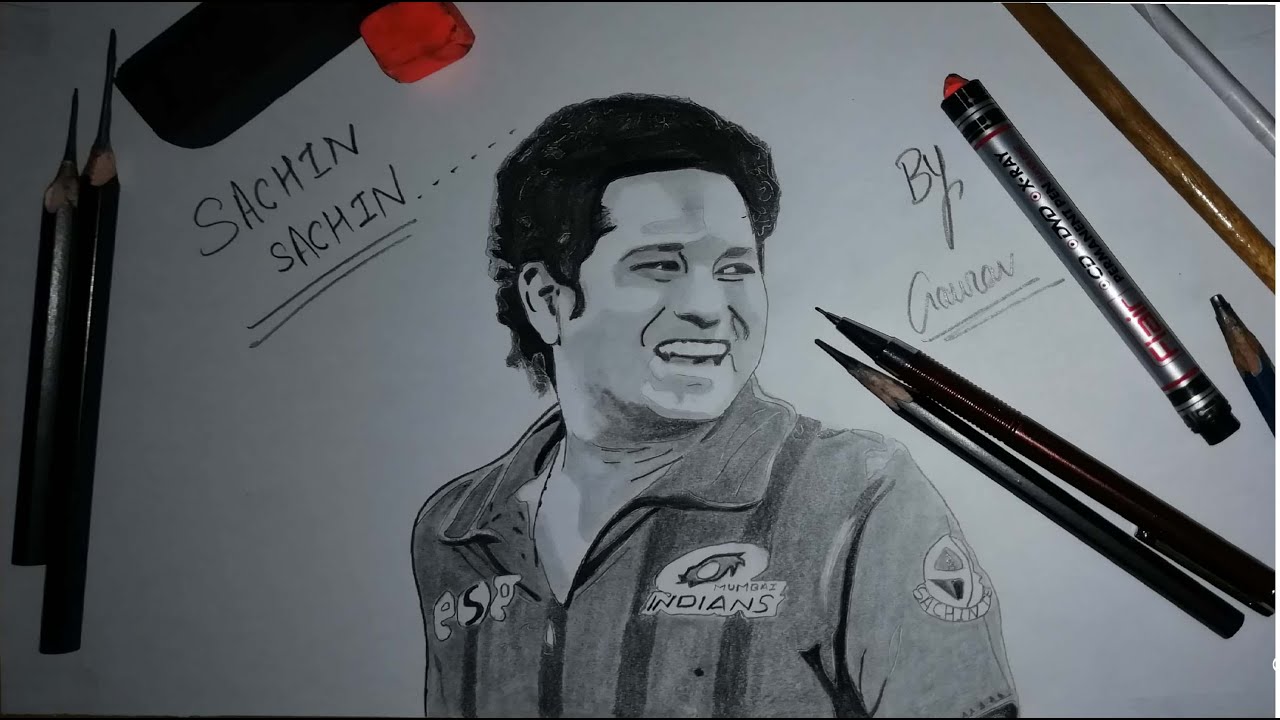 DRAWING SACHIN TENDULKAR (MASTER BLASTER)..... - YouTube