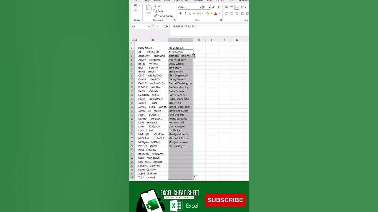 How to Clean Dirty Names in Excel | #exceltutorial #exceltips #shortvideo #excel - YouTube