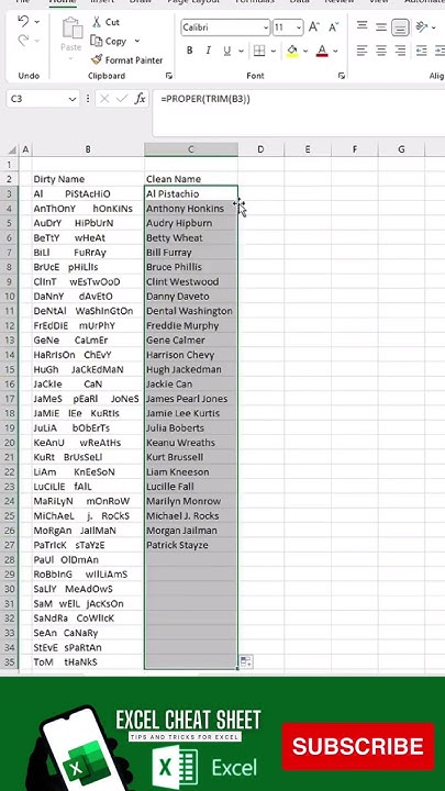 How to Clean Dirty Names in Excel | #exceltutorial #exceltips #shortvideo #excel - YouTube