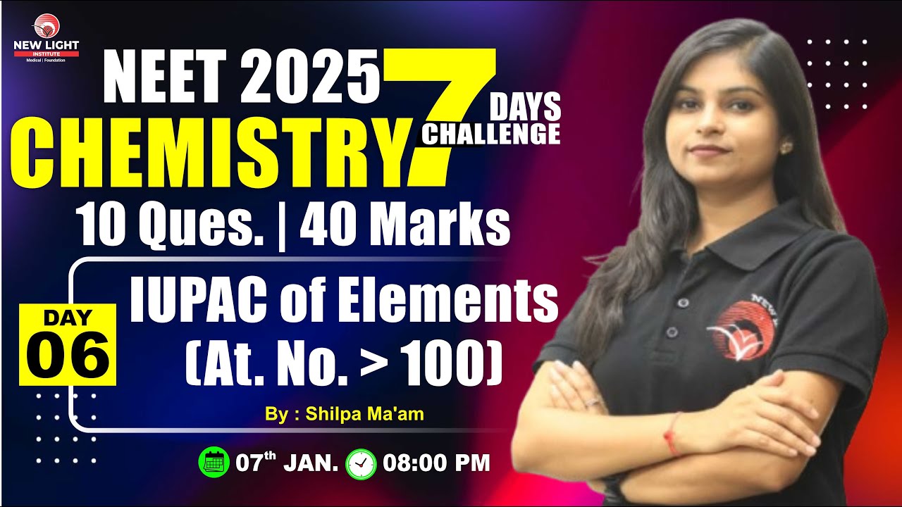 LIVE 7 DAY CHALLENGE | CHEMISTRY | 10 Qs. | 40 Marks | DAY-06 | IUPAC ...