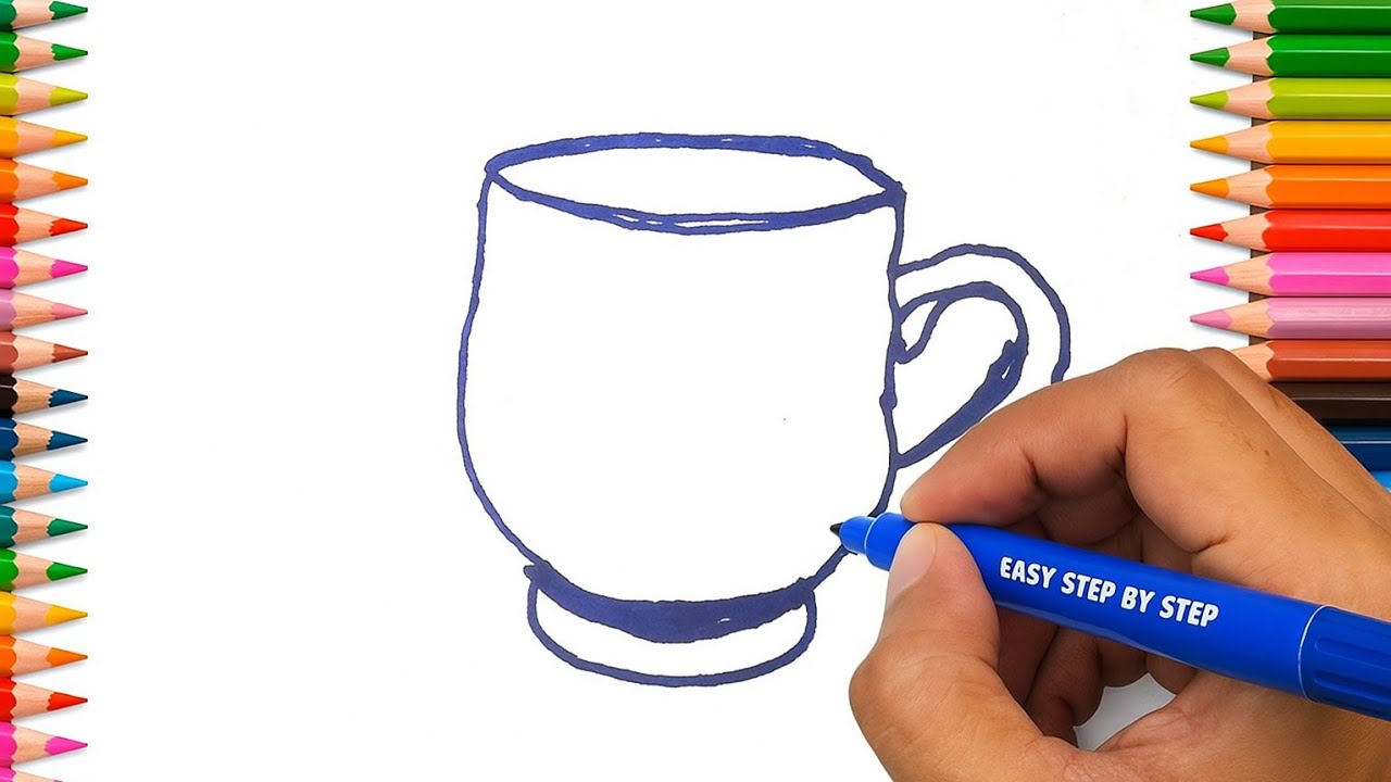 Cute Cup Drawing | Easy Step-by-Step Tutorial - YouTube