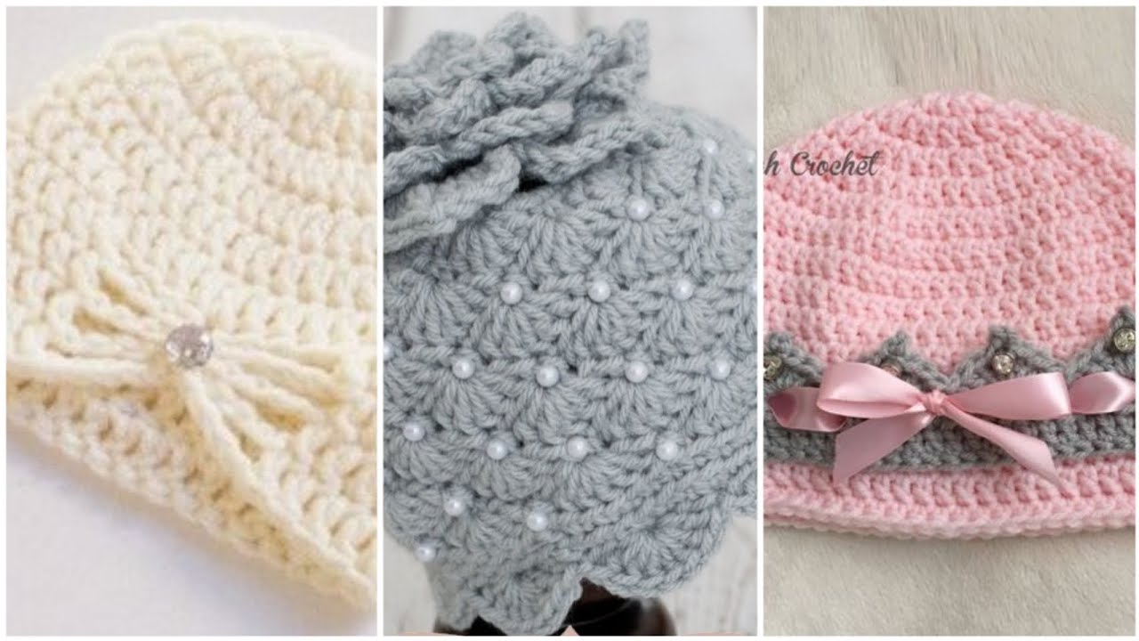 Crochet Cap Designs for Girls || Girls Winter Caps - YouTube