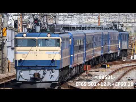 回9850レ EF65 501+12系+EF60 19 団体臨時列車「水上白門号」送り込み - YouTube