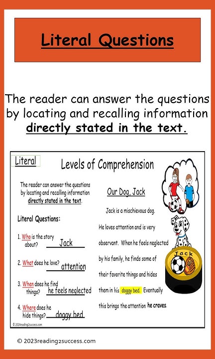 Teaching Literal and Inference Questions #comprehesion - YouTube