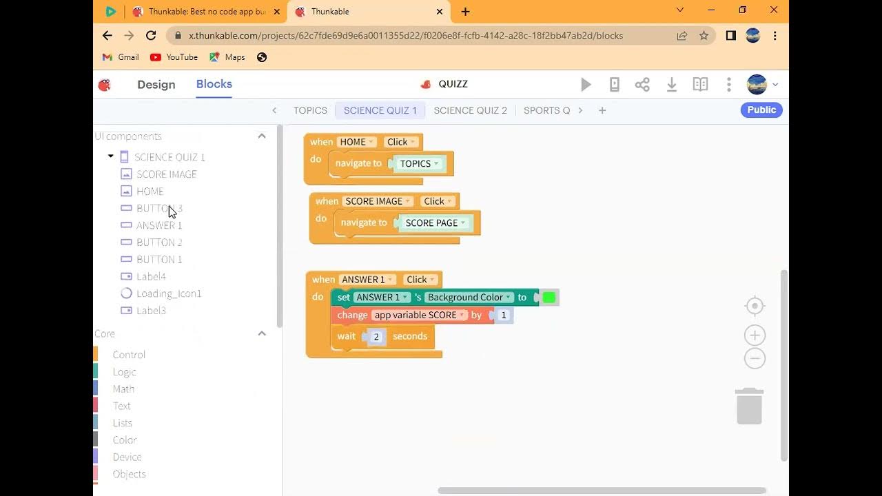 How to create a Quiz App on Thunkable {Part 2} - YouTube