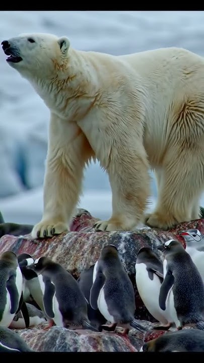 Polar bear vs penguin in iceland - YouTube