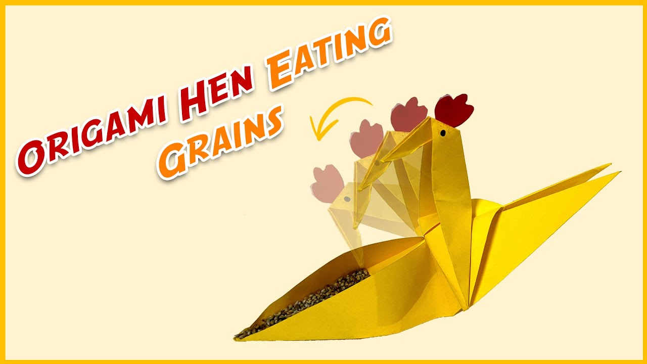 Origami Hen Eating Grains / origami chicken #craft - YouTube