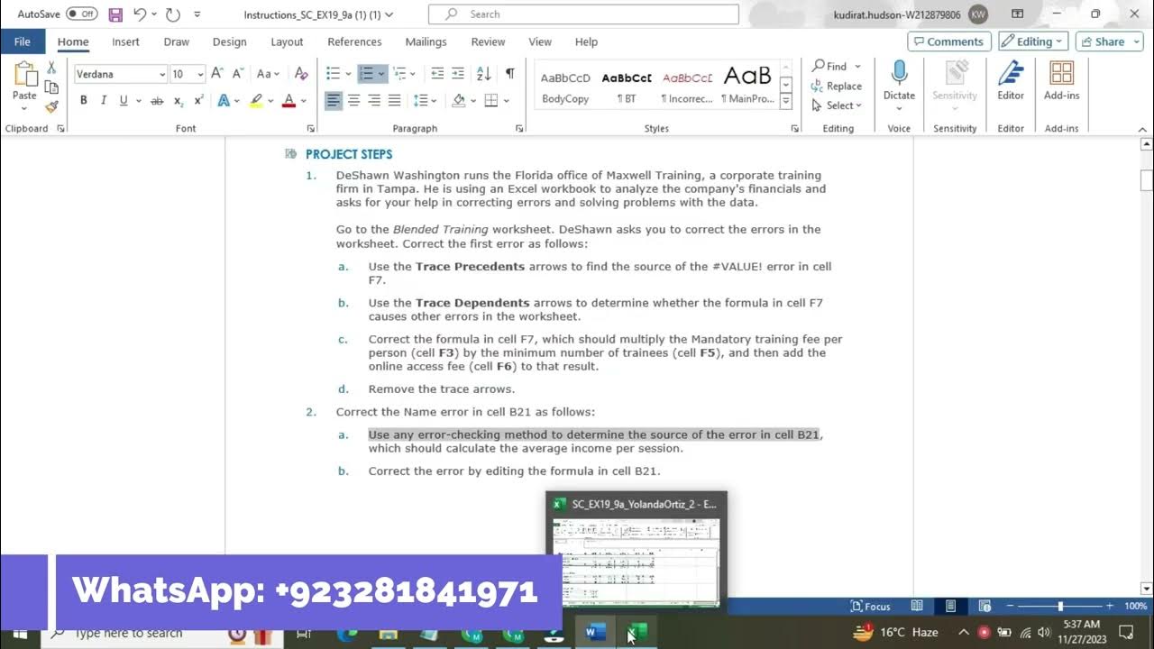 Module 7: SAM Project 1a | (Maxwell Training) | Shelly Cashman Excel ...