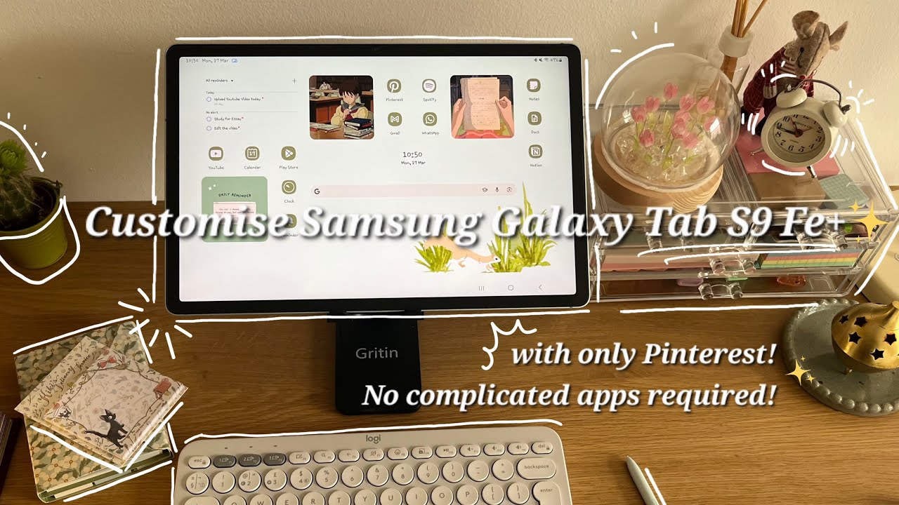 customize samsung galaxy tab s9 fe+ with me 🌿only with Pinterest 🍓no ...
