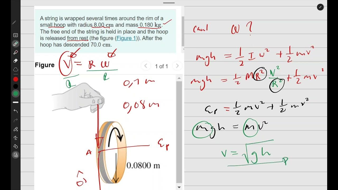 yoyo type problem :alculating Angular Speed of a Rotating Hoop - YouTube