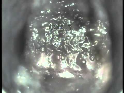 OIL WELL downhole video taken at 1213' depth SEE the oil running into ...