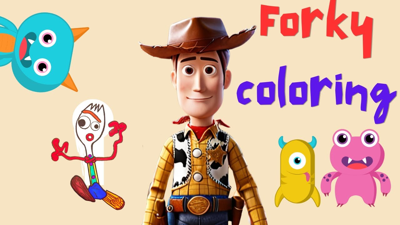 Toy Story 4 Coloring with Forky, Woody, Bo Peep, Ducky and Bunny - YouTube