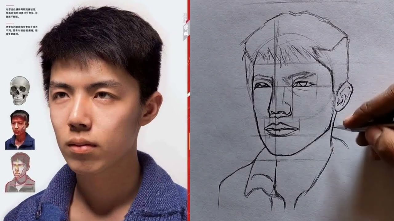 How I practice Freehand Portrait Drawing - Boy Portrait - YouTube