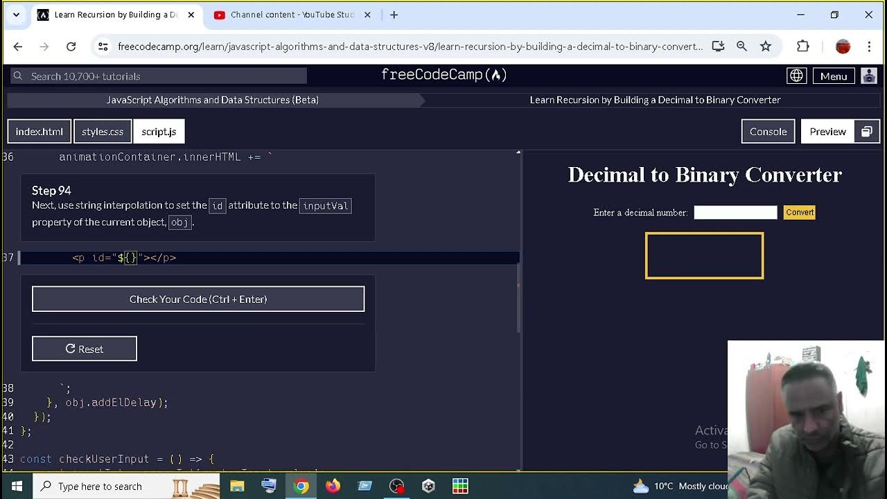 Learn Recursion by Building a Decimal to Binary Converter step 94 - YouTube