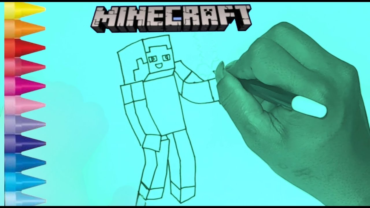 cara menggambar steve minecraft || cara menggambar orang minecraft ...