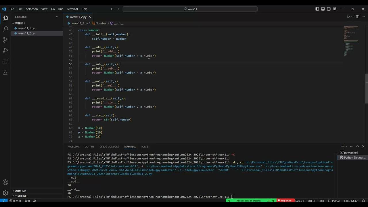 2024/2025 - Autumn - Python Programming - Les 11-2 - Operator Overloading in Python - YouTube