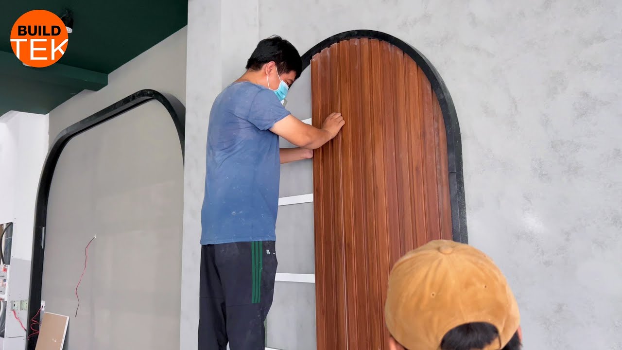 Installation of Interior Wall Decor Panel. Wood Plastic Composite Wall ...