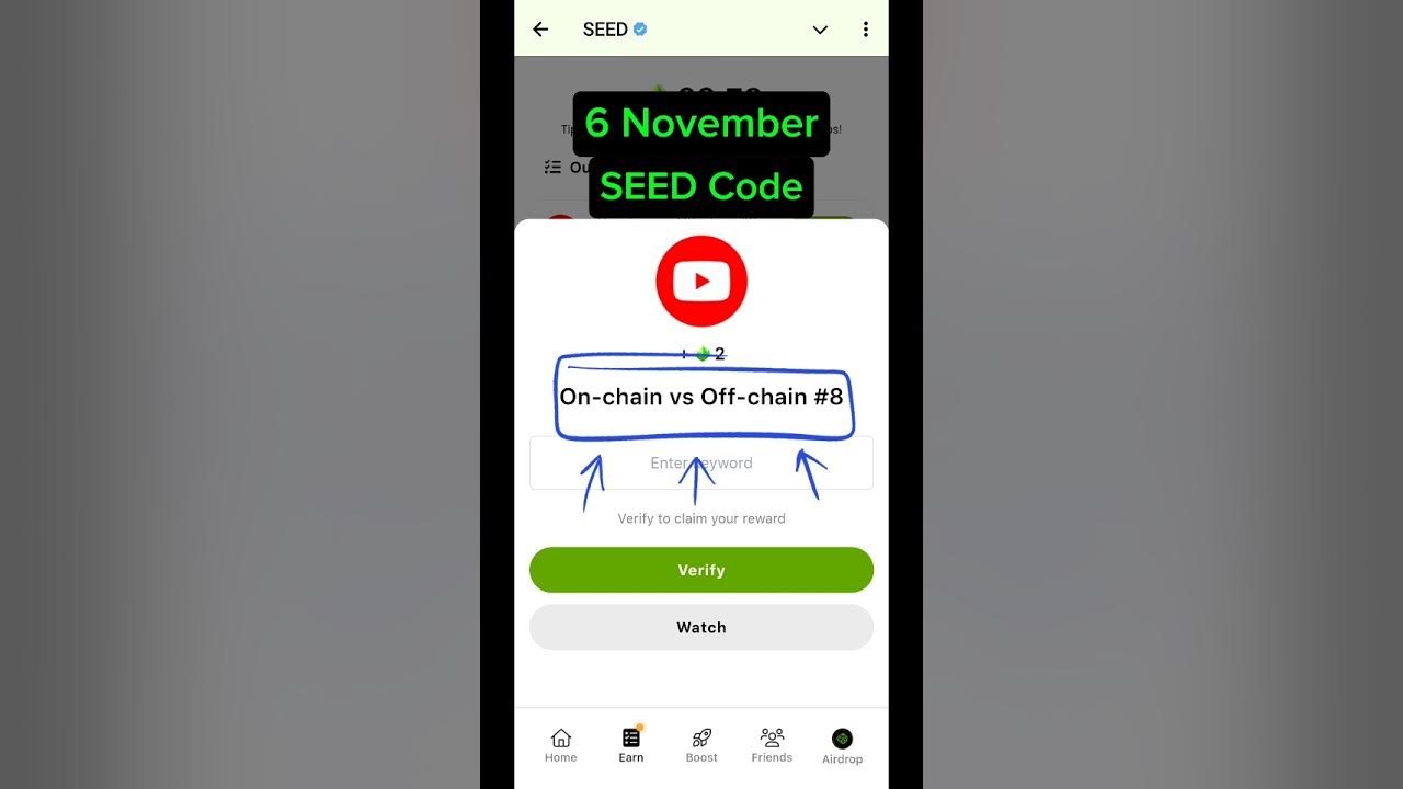 Seed Verify Code || On- chain vs off-chain #8|| Seed new video Code|| 6 November right Seed Code ...