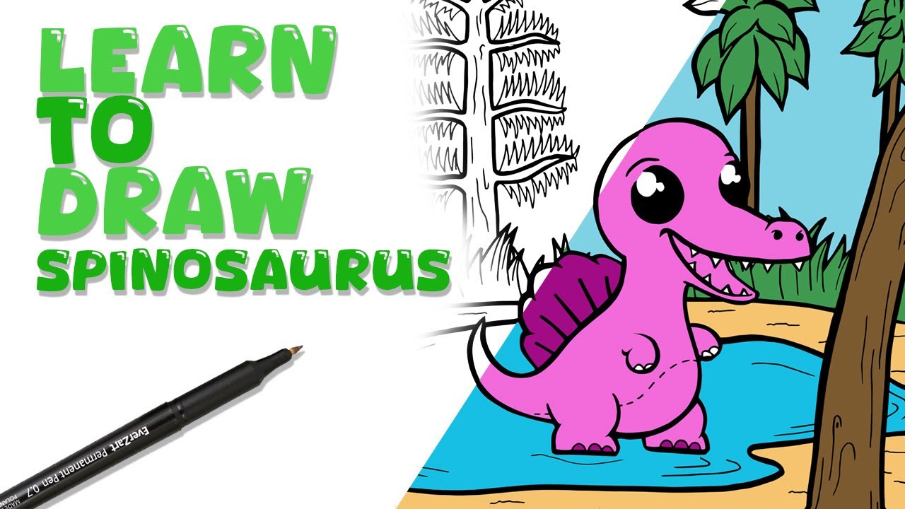 Learn To Draw | Spinosaurus Dinosaur (Drawing For Kids) - YouTube