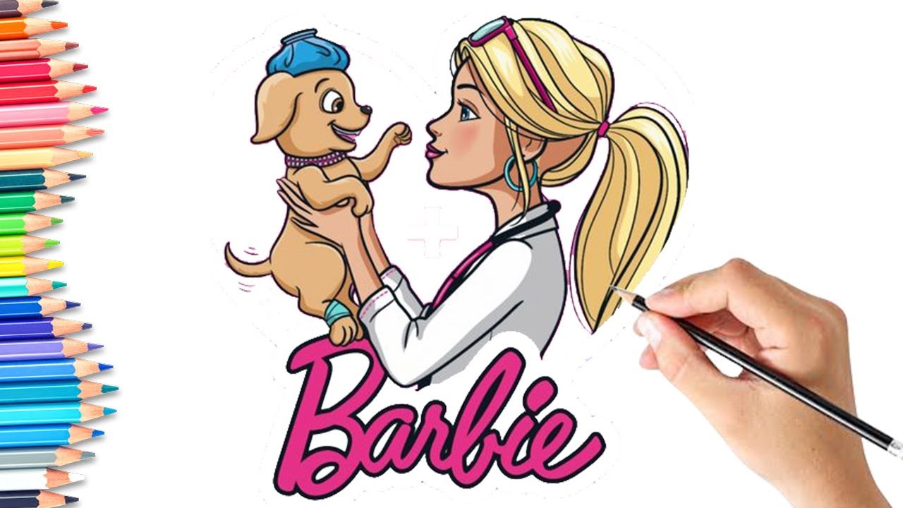 How to draw Barbie girl with puppy | Barbie drawing - YouTube