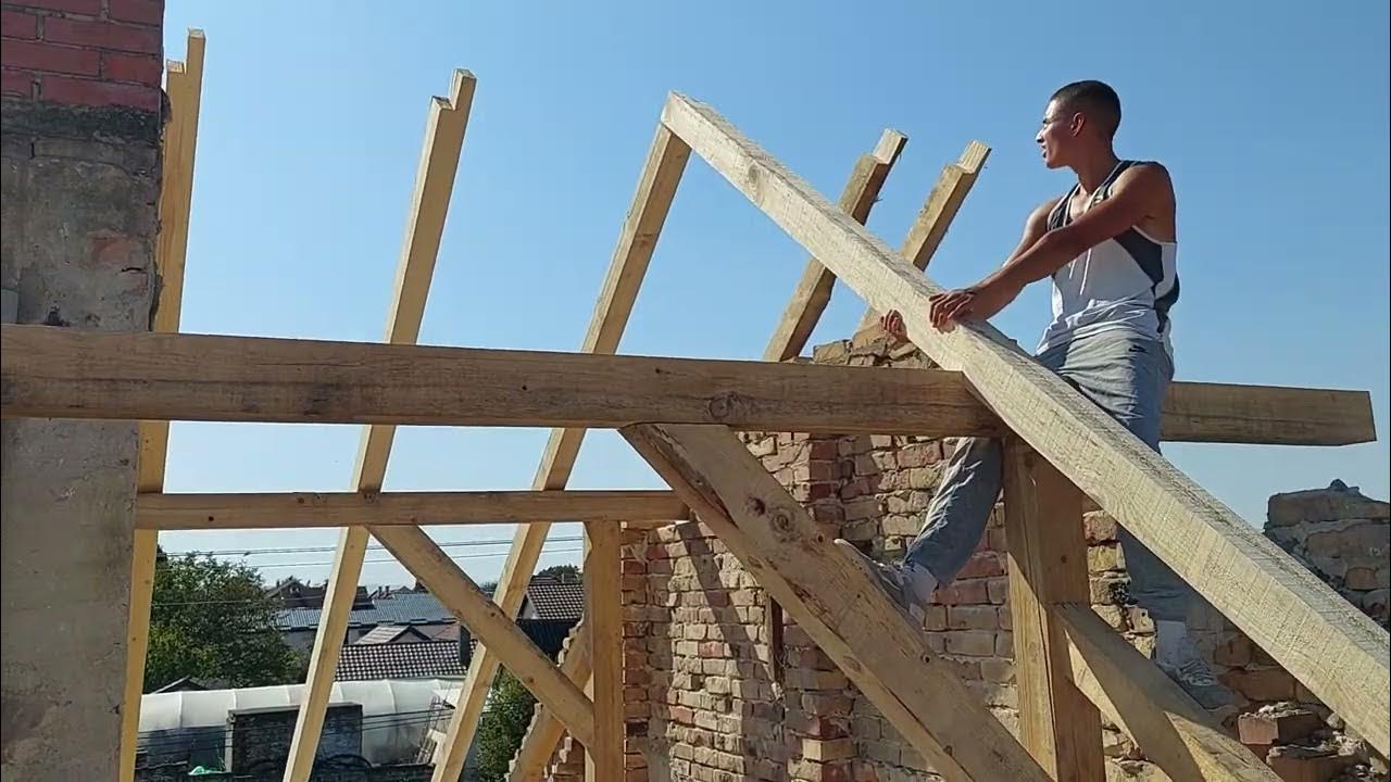 Izrada nove krovne konstrukcije. Krojenje rogova - YouTube