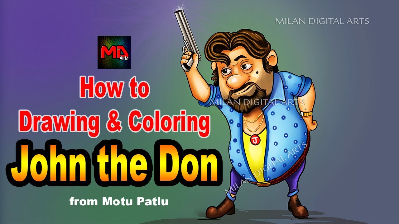 How to Draw John the Don from Motu Patlu/John the Don Drawing ...
