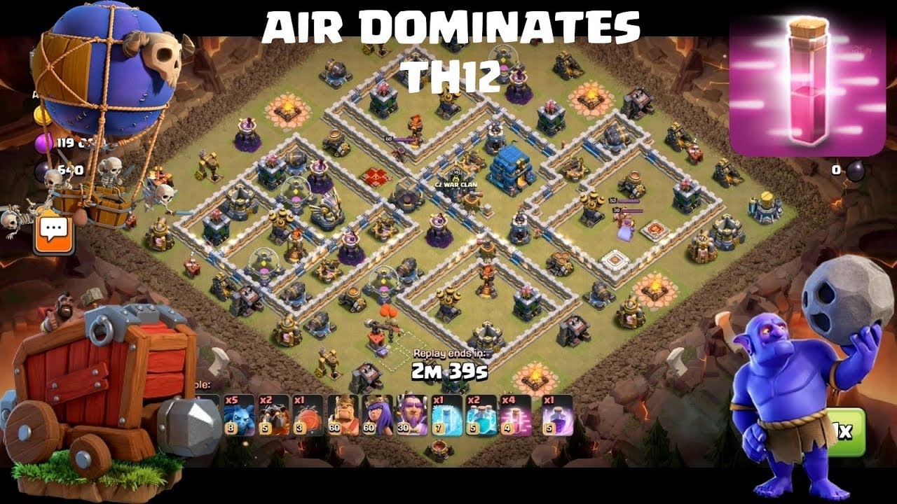 Air Dominates TH12 War - War attack Strategies 2019 - Three star TH12 ...