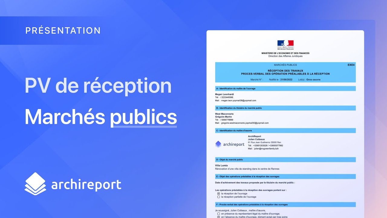 Comment réaliser un PV de réception de marchés publics - YouTube