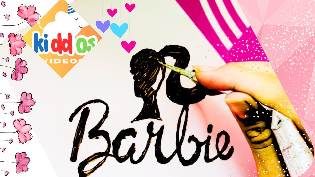 How to draw and write Barbie 💗, Easy drawing and coloring - YouTube