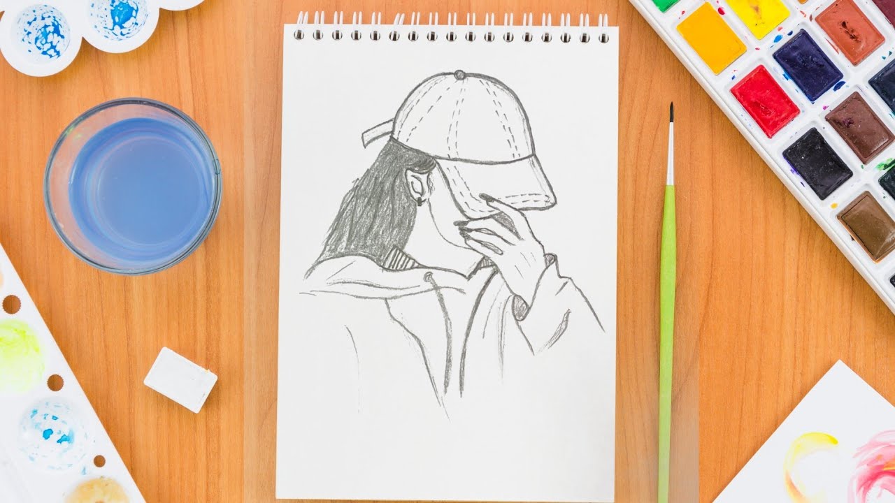 Stylish Beautiful Girl With Cap Drawing | Pencil Drawing | Eshrat Arts ...