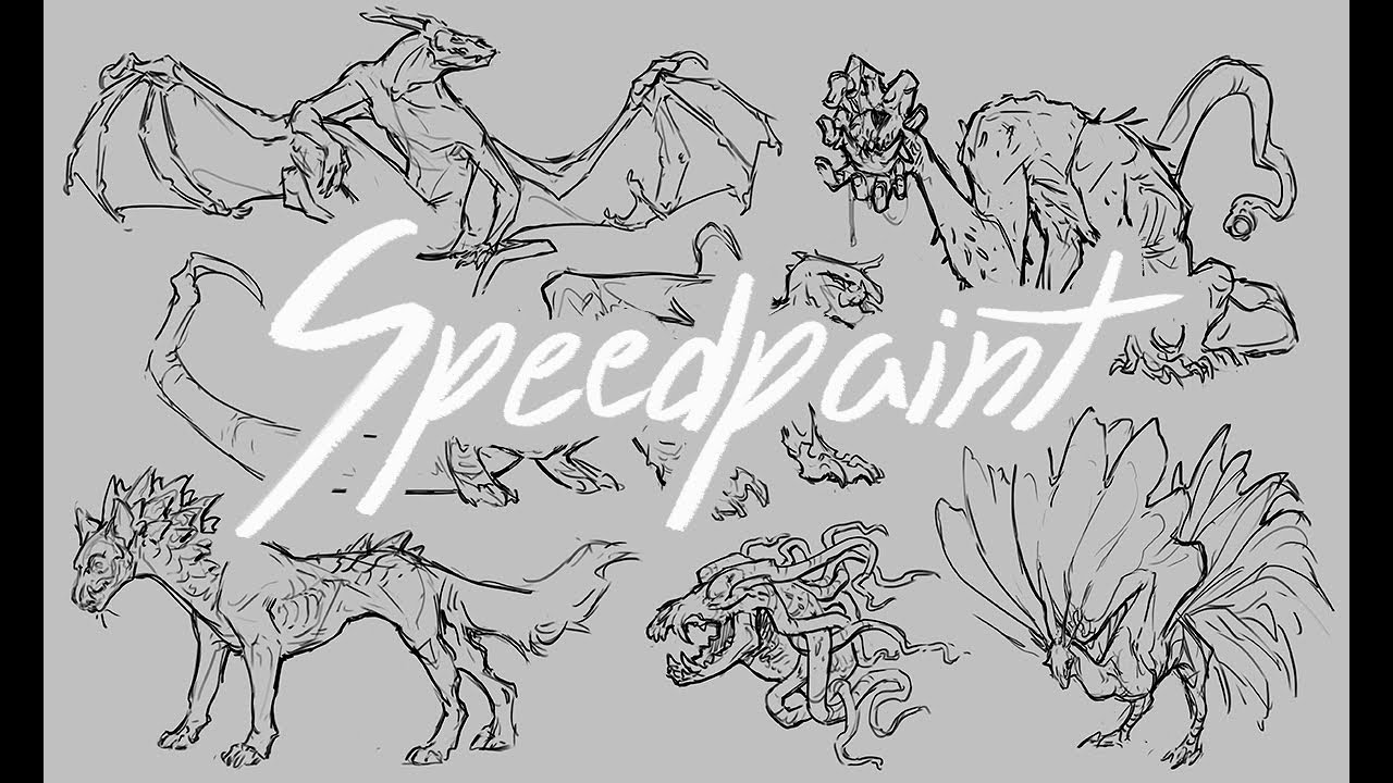 Speedpaint - Quick creature sketches - YouTube