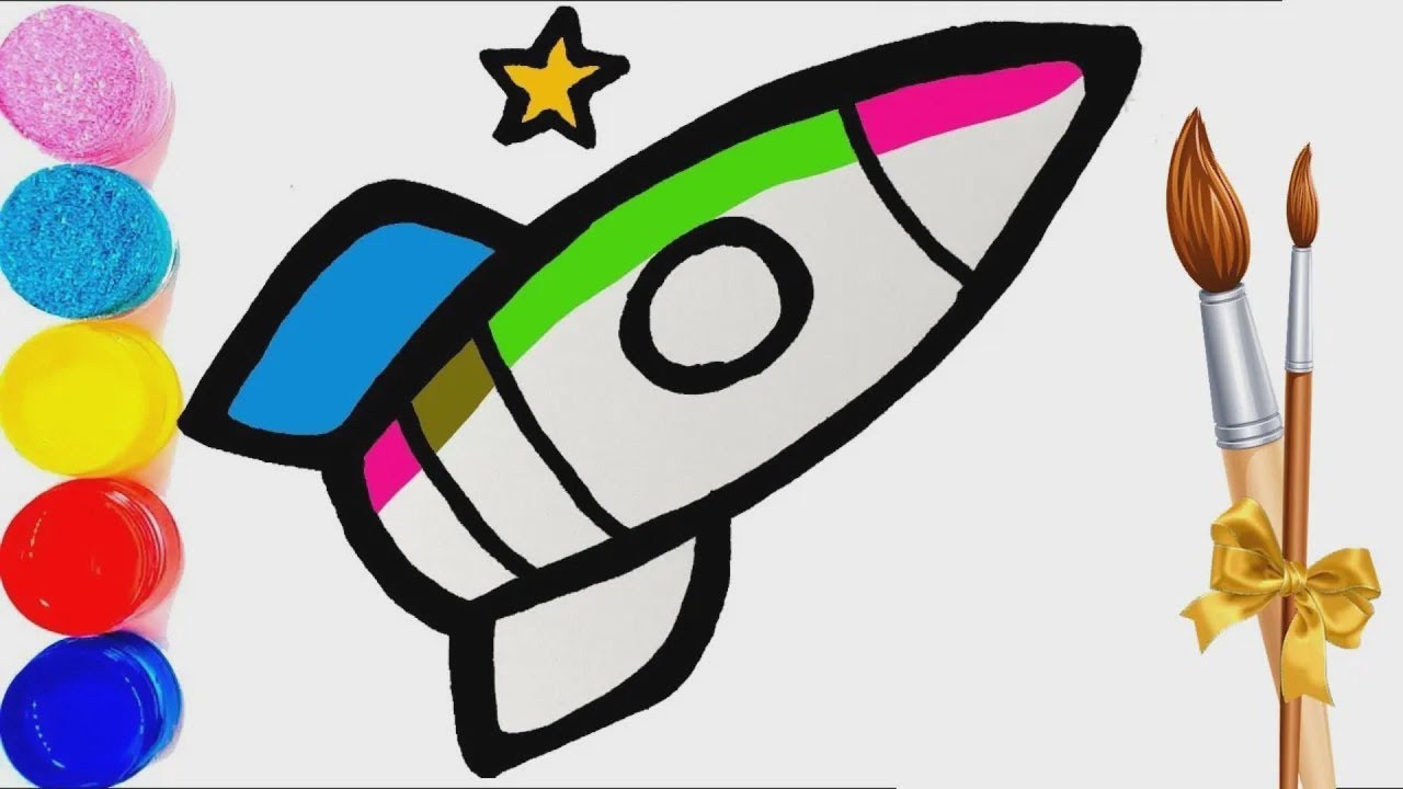 Bolalar uchun Raketa rasm chizish / Drawing Rocket for children ...
