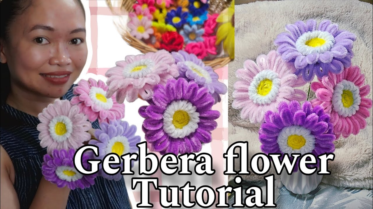 Gerbera Flower Tutorial/ Fuzzy wires or pipe cleaners - YouTube