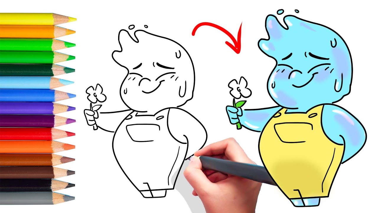 how to draw Wade Ripple ?! From Elemental easy step by step - YouTube