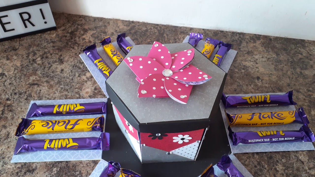 Hexagonal chocolate explosion box - YouTube