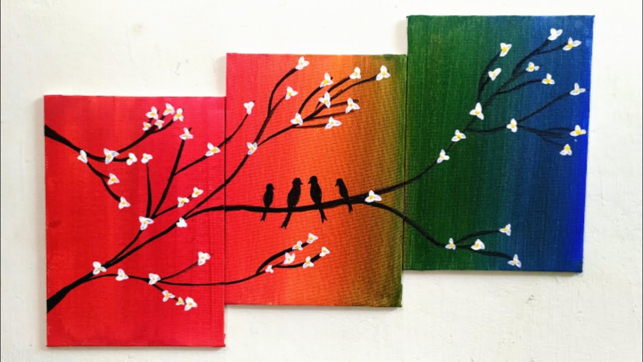 Room decor 3 piece canvas painting| Acrylic painting for beginners| # ...