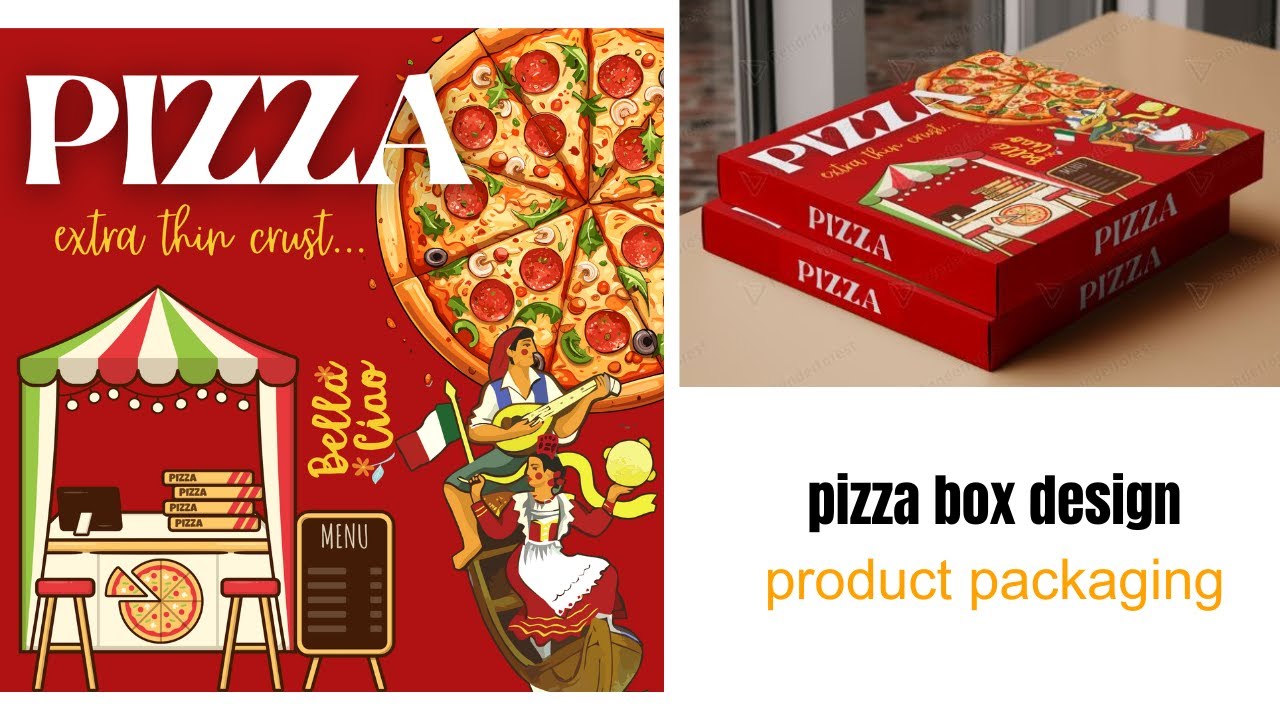 Step-by-step tutorial on package designing of pizza box. - YouTube