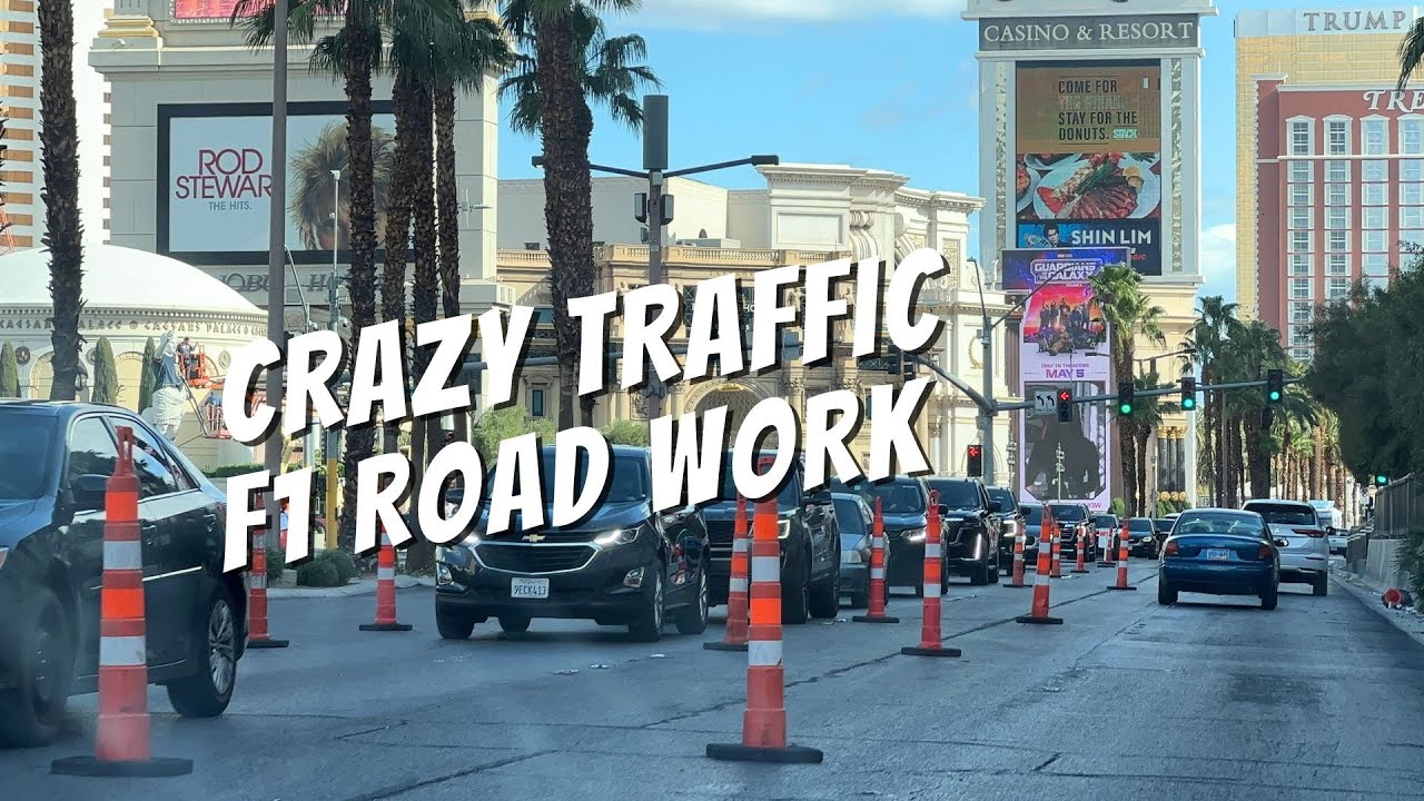 Driving Vegas Strip During Formula 1 Road Work Traffic | F1 Grand Prix ...