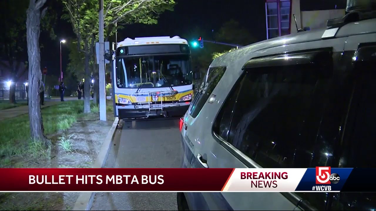 MBTA bus windshield hit by bullet - YouTube
