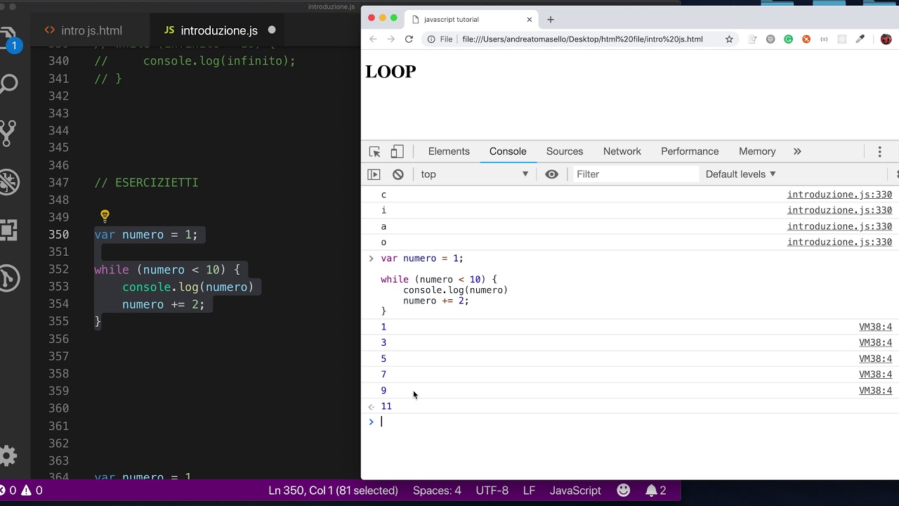 "Esercizietti" in javascript (parte 22) - YouTube