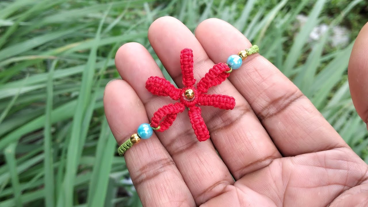 GELANG BENANG MOTIF BUNGA,FLOWER MACRAME BRACELET - YouTube
