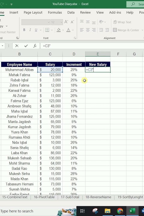 Excel Tips And Tricks 03 How To Increment The Salary Amount In Excel Shorts Abbasimami Youtube